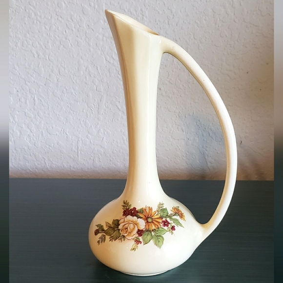 Source Unknown | Accents | Vintage Ceramic Ewer Flower Motif Vase ...